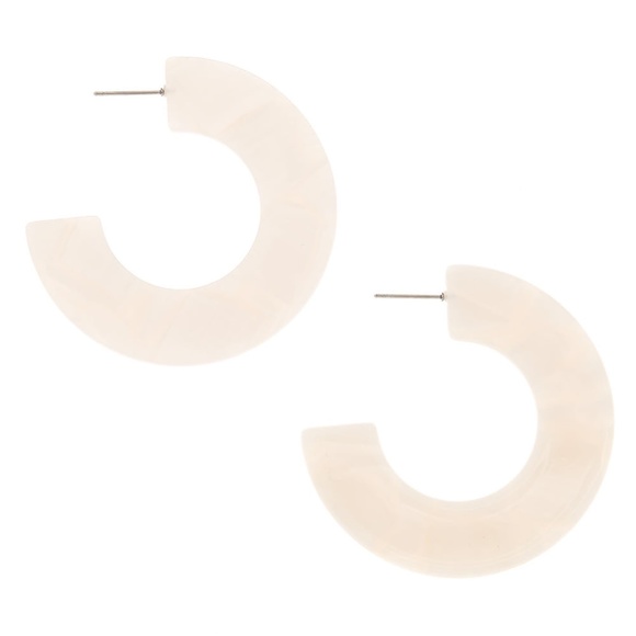 Icing | Jewelry | New Silver 5mm Resin Hoop Earrings White Nwt | Poshmark